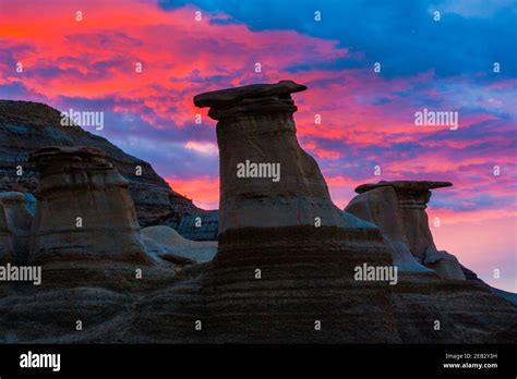 Hoodoo Rock Formations In The Alberta Badlands Near Drumheller At