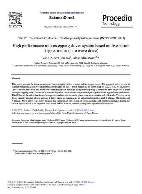 Pdf High Performance Microstepping Driver System Based On Five Phase Stepper Motor Sine Wave