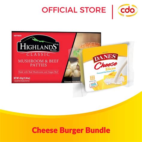 Cdo Cheese Burger Bundle Mushroom And Beef Patties 452g Danes Sliced Cheese 250g Shopee