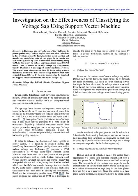 Pdf Investigation On The Effectiveness Of Classifying The Voltage Sag Using Support Vector Machine