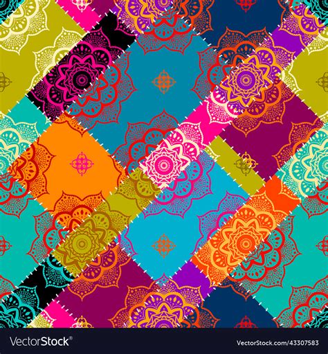 Patchwork Textile Pattern Seamless Quilting Vector Image