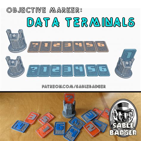 3d printable objective markers sci fi data terminal by brander roullett
