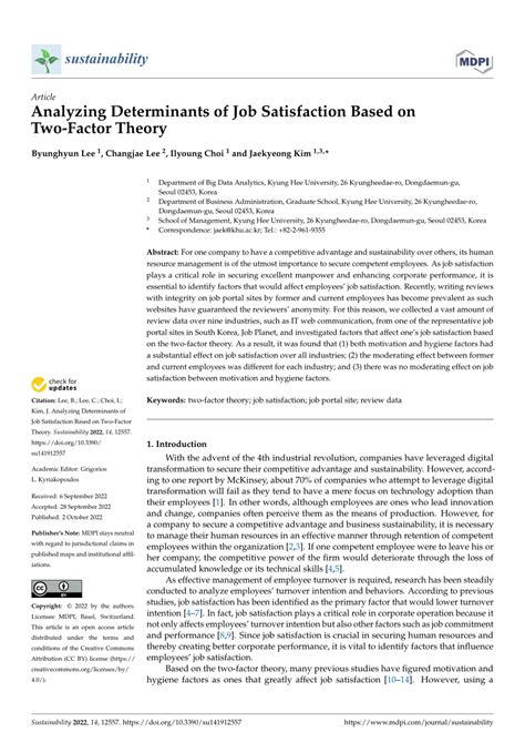 Pdf Analyzing Determinants Of Job Satisfaction Based On Two Factor Theory
