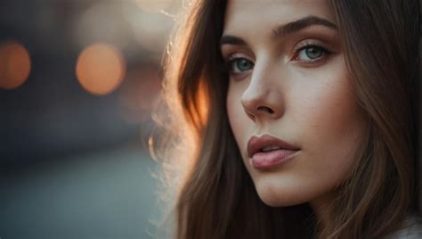 Beautiful Young Woman Closeup Elegant Long Hair With Diffused Light