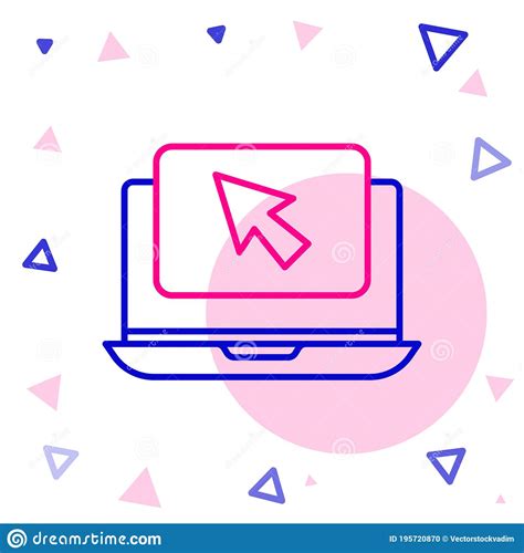 Line Laptop And Cursor Icon Isolated On White Background Computer Notebook With Empty Screen