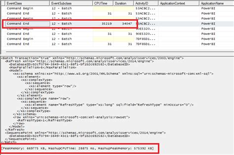 measuring memory and cpu usage in power bi during dataset refresh