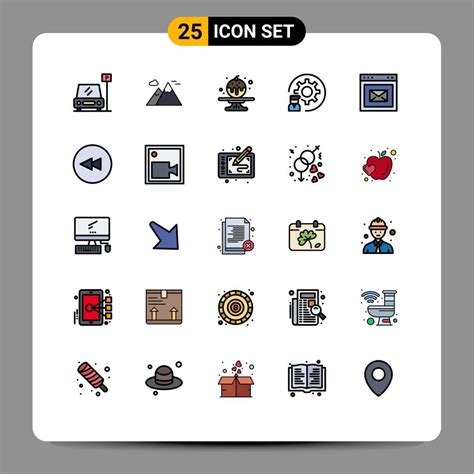 Stock Vector Icon Pack Of 25 Line Signs And Symbols For Message Programmer Sweet Process Develop
