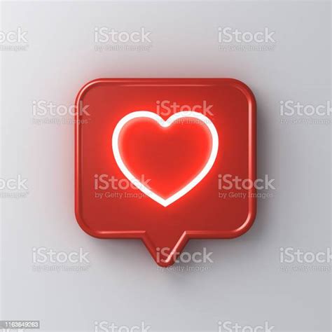 그림자와 흰색 벽 배경에 고립 된 빨간색 둥근 사각형 핀에 심장 아이콘처럼 3d 소셜 미디어 알림 네온 빛 사랑 좋아요 단추에 대한 스톡 사진 및 기타 이미지 Istock