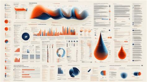 Abstract Data Visualization With Orange And Blue Charts And Graphs