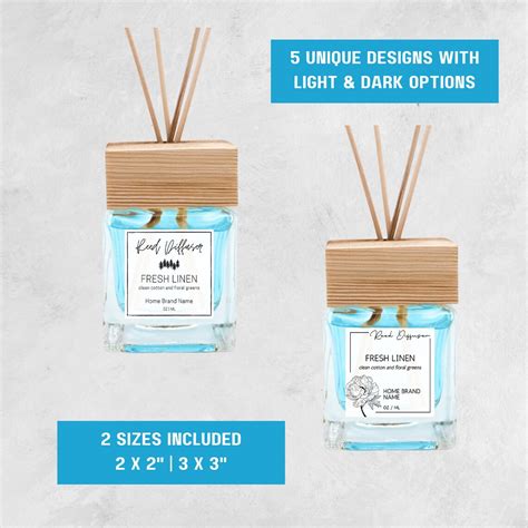Fragrance Oil Diffuser Label Template Editable Scented Oil Reed