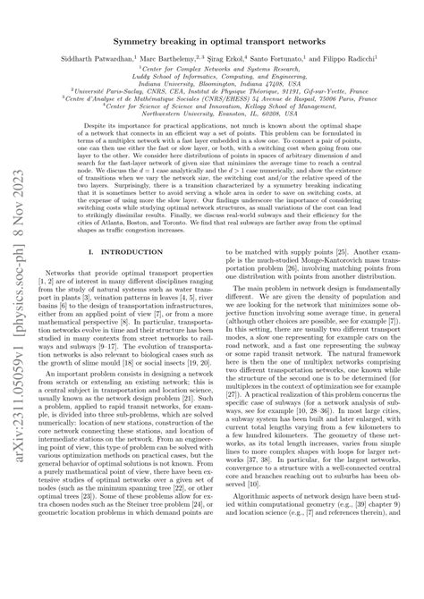 Pdf Symmetry Breaking In Optimal Transport Networks