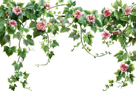 Illustrated Vine And Small Flower Border Premium Ai Generated Image