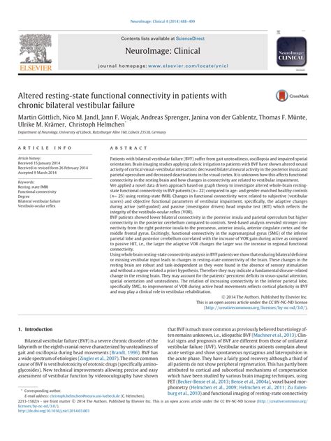Pdf Altered Resting State Functional Connectivity In Patients With