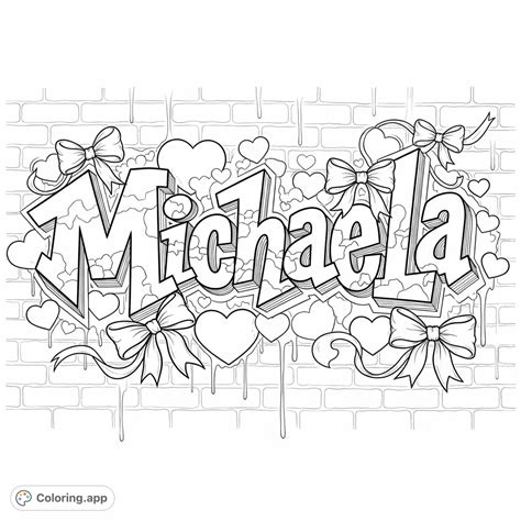 Michaela Graffiti Hearts Bows Coloringapp