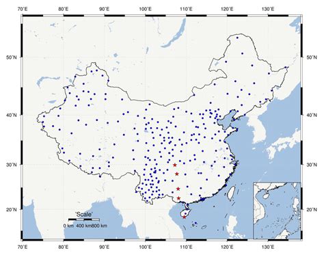 Distributions Of The Cmonoc Gnss Stations Blue Dots And Five Stations Download Scientific