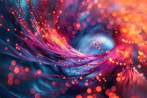Abstract Digital Art With Vibrant Colors Swirling Particles And