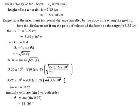 Solved A dive bomber has a velocity of 280 m s at an angle θ below