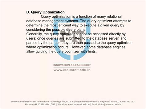 Database Query Optimization Pptx Databases Computer Software And