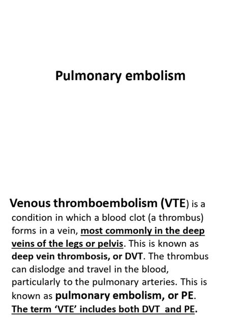 Pulmonary Embolism Pdf Thrombosis Embolism