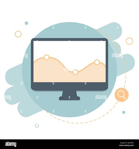Web Analytic Information On Computer Screen Flat Icon Trend Graphs Report Concept Statistic