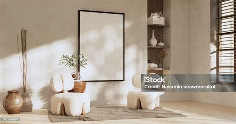 안락 의자 소파와 장식 일본어 현대 방 인테리어 와비사비 스타일3d 렌더링 0명에 대한 스톡 사진 및 기타 이미지 0명 3차원 형태 가구 Istock