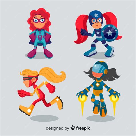 Premium Vector Set Of Funny Superheroes