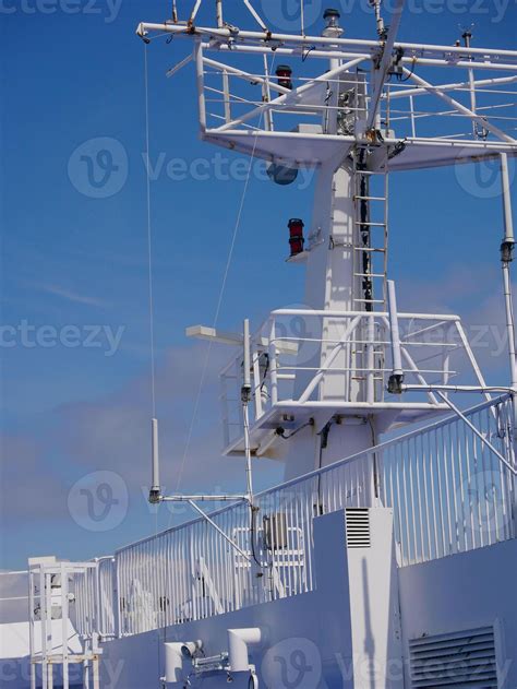 Radar Antennas On Board Of A Cruise Ferry Ship Navigation System Of The Liner Elements Of