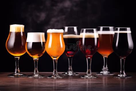 Craft Beer Glasses Of Different Shapes And Sizes Stock Illustration