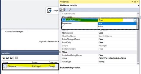 Microsoft Business Intelligence EvaluateAsExpression Property In SSIS