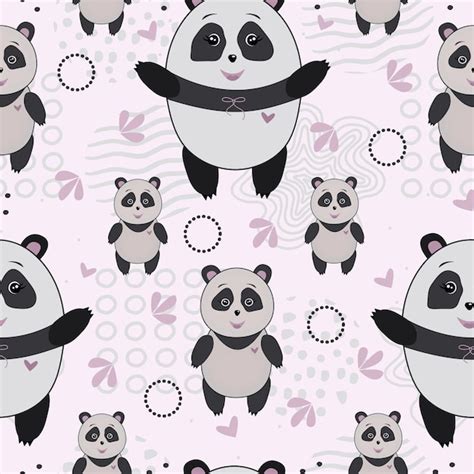 Premium Vector Color Seamless Pattern With Pandas Print In Scandinavian Style