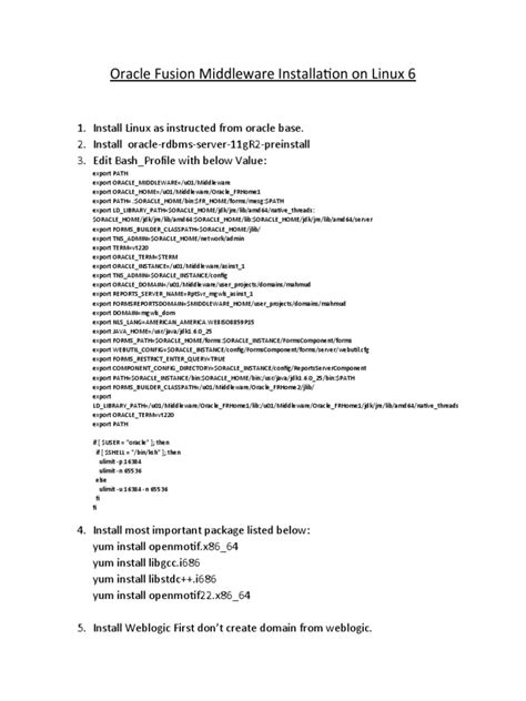 Oracle Fusion Middleware Installation On Linux 6 Pdf Operating