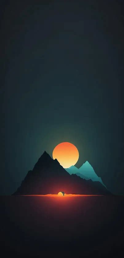 Minimalist Mountain Sunset Art Free Download