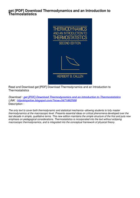 Get PDF Download Thermodynamics And An Introduction To