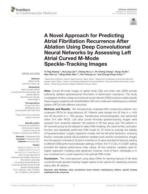 Pdf A Novel Approach For Predicting Atrial Fibrillation Recurrence After Ablation Using Deep