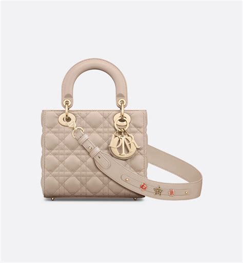 Small Lady Dior My Abcdior Bag Powder Beige Cannage Lambskin Dior