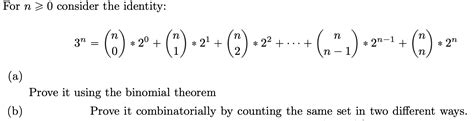 Solved For N⩾0 Consider The Identity