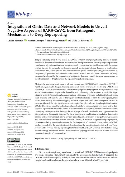 Pdf Integration Of Omics Data And Network Models To Unveil Negative Aspects Of Sars Cov 2