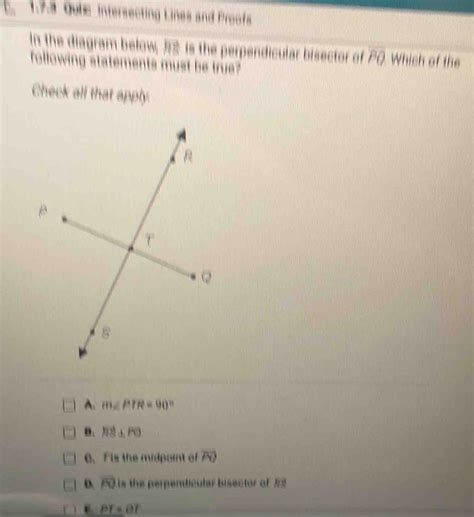 solved quie intersecting lines and proofs in the diagram below is the