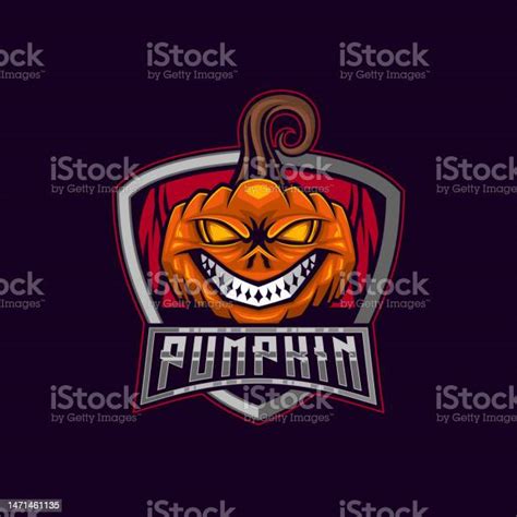 호박 마스코트 엠블럼 디자인은 배지를 위한 현대적인 일러스트레이션 컨셉 스타일 스포츠 및 E스포츠 팀을 위한 호박 일러스트레이션을 가지고 있습니다 Brand Name
