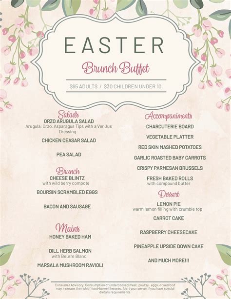 Easter Brunch Buffet Swiftwater Cellars