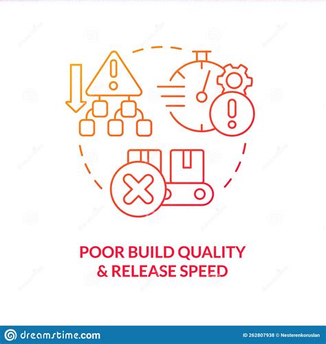 poor build quality and output speed red gradient concept icon stock