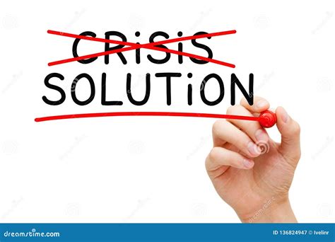 Hand Writing Crisis Solution Concept Stock Image Image Of Organize Continuity 136824947