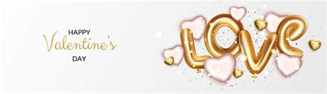 해피 발렌타인 데이 로맨틱 크리에이티브 배너 웹 사이트에 대한 수평 헤더 배경 현실적인 3d 하트 개념에 대한 스톡 벡터 아트 및 기타 이미지 Istock
