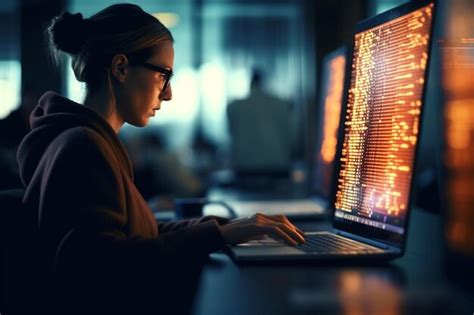 Retrato Lateral De Uma Desenvolvedora De Ti Digitando No Teclado Com