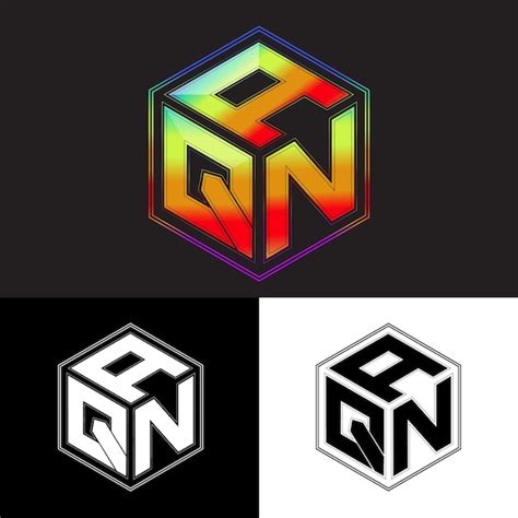 초기 문자 Aqn 다각형 로고 디자인 벡터 이미지 프리미엄 벡터