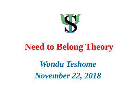 Pdf Need To Belong Theory
