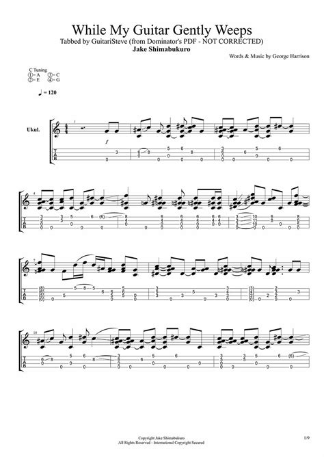 "GENTLY WEEPS" Ukulele Tabs by Jake Shimabukuro on UkuTabs