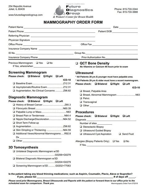 Order Forms Future Diagnostics Group