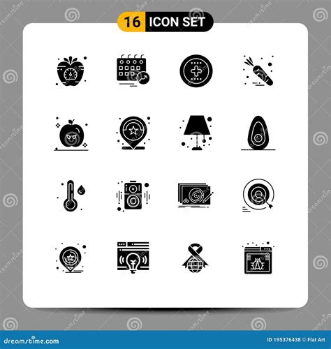Modern Set Of 16 Solid Glyphs And Symbols Such As Holiday Food Schedule Carrot Ui Stock
