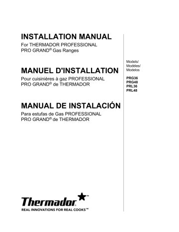 Thermador Pro Grand Prg36 Prg48 Prl36 Installation Manual Manualzz